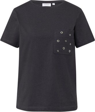 Comma Kurzarmshirt T-Shirt T-Shirt mit Brusttasche und Nieten-Details