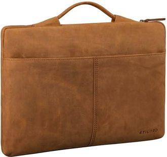 STILORD Kit 15.6 Pouces Cuir Ordinateur Portable Sacoche Hommes Business Slim Laptop Sleeve Cuir Authentique Premium Laptop Case Homme Pochette PC, Couleur:ta