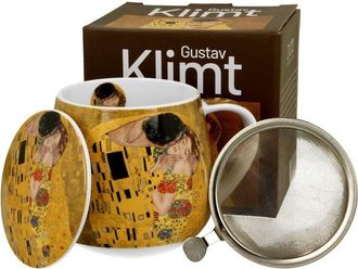 Duo Teebecher mit Sieb & Deckel inspiriert von G. Klimt The Kiss classic - 0,43l