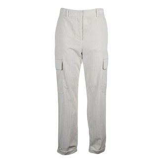 Eleventy Pantalon cargo en velours c&ocirc;tel&eacute; - Femme - Pantalons - Blanc - Taille: 42 FR