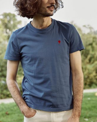 Faguo T-shirt bleu marine coton recycl&eacute;