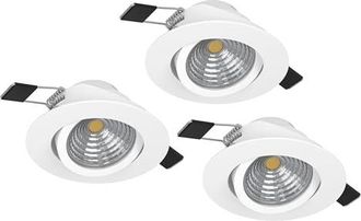 Eglo 3er Set LED Einbaustrahler Saliceto, dimmbare Deckenspots, Deckenstrahler flach rund, Aluminium in Wei&szlig;, warmwei&szlig;, &Oslash; 8,8 cm