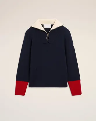 Ami Ami Paris - Pull bleu col camionneur en laine Marine - Taille : XXL - Unisex
