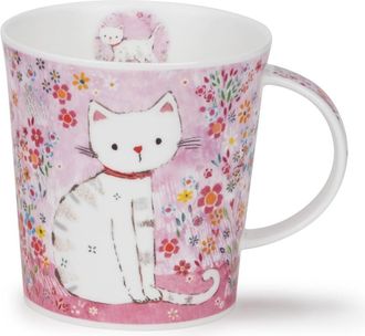 Dunoon Lomond Pretty in Pink Tasse aus feinem Knochenporzellan, Katze