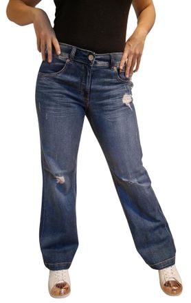 Herrlicher Damen Jeans Jeanshose Flared Fit Edna 5893 D9705 mit Weit ausgestelltem Bein (DE/NL/SE/PL, Bundweite & Schrittl&auml;nge, 26, 32, Rigid Blue)