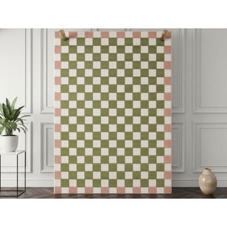 BOBOCHIC Tapis poils ras MYRLIE motif damier 120x170 Vert