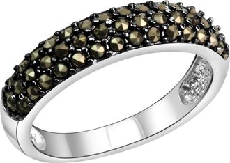 Zeeme Gemstones Ring Silber 925 rhodiniert mit 43 Markasit-Steinen