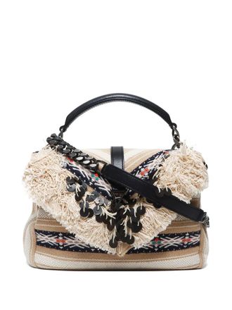 Saint Laurent Collége Schultertasche aus Jacquard - Nude