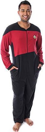 Intimo Star Trek Mens The Next Generation TNG Picard Command Uniform One Piece Costume Pajama Union Suit (S/M)
