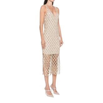 Patrizia Pepe Funkelndes Mesh-Kleid mit Schmucksteinen - - Dresses - Damen - Gelb - L