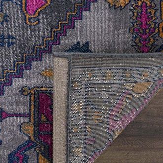 Safavieh Traditionell Teppich f&uuml;r Wohnzimmer, Esszimmer, Schlafzimmer - Artisan Collection, Kurzer Flor, Grau und Fuchsia, 91 X 152 cm