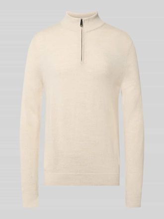Christian Berg Slim Fit Strickpullover aus Woll-Mix mit Troyer-Kragen