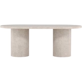 Venture Design Table &agrave; manger 8 personnes ovale effet marbre - Beige - Narvik