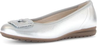 Gabor Damen Klassische Ballerinas, Frauen Flats,Moderate Mehrweite (G),Abendschuhe,Slip-ons,klassisch elegant,Ballerinen,Silber,38.5 EU / 5.5 UK