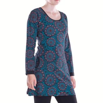 vishes Damen leichtes Langarmshirt-Kleid in Schwarz | Gr&ouml;&szlig;e 4XL (46-48) | Handgefertigt aus 100% Baumwolle | Ideal f&uuml;r Fr&uuml;hling, Sommer & Herbst | Nachhaltig