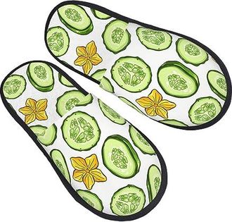 Generic Pantoufle Maison Motif De Concombre Et De Fleur De Dessin Anim&eacute; Chaudes Pantoufles Portative Chaussons Maison Confortable Hiver Chaussures Chaudes Pou