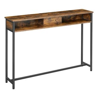 Vasagle Table Console Fine avec Multiprise, Table de Canap&eacute; avec 2 Compartiments, Chargement Cach&eacute;, Gain de Place, 25 x 120 x 81,1 cm, pour Entr&eacute;e, Salon