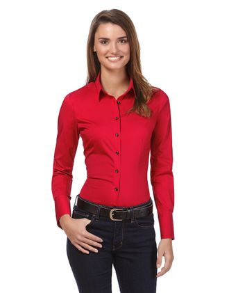 Vincenzo Boretti Damen Bluse besonders tailliert mit Stretch rot 40