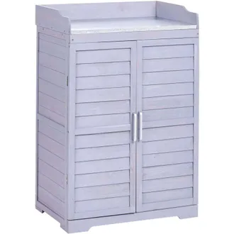 Beliani Pflanztisch TEREVILLE Tannenholz 67 cm 45 cm Grau