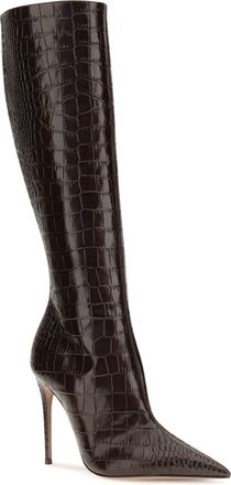 PARIS TEXAS Crocodile-Effect Leather Boot - Black