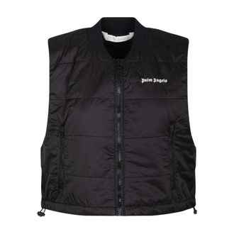 Palm Angels Femme, Vestes, Noir, Taille: 38 FR Veste Gilet Courte Matelass&eacute;e Noire