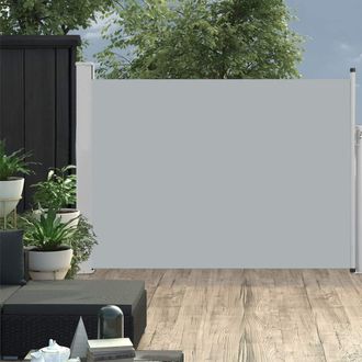 tidyard Ausziehbare Seitenmarkise 100&times;500 cm Grau Sichtschutz Sonnenschutz Windschutz Seitenrollo Markise Seitenwandmarkise Balkon Garten Terrasse Seitenmarki