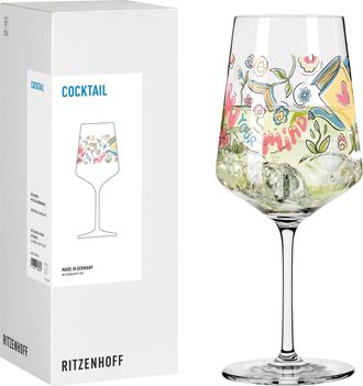 Ritzenhoff 8271002 Cocktail-Glas 500 ml - Serie Bücher -mit Spruch In Your Mind, bunt - Made in Germany