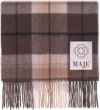Maje écharpe frangée à carreaux - Marron