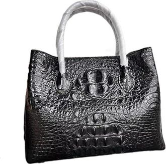 Generic Sac cabas pour femme en cuir de crocodile v&eacute;ritable, bleu ciel, Corful. Sac &agrave; main bandouli&egrave;re simple en cuir dalligator v&eacute;ritable