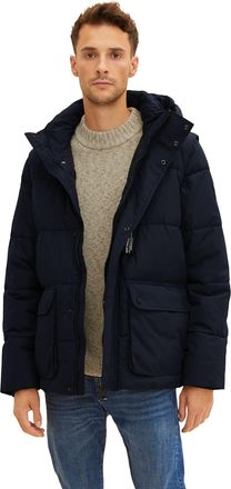 Tom Tailor Herren Puffer Jacke mit Kapuze 1032491, 10668 - Sky Captain Blue, XXL