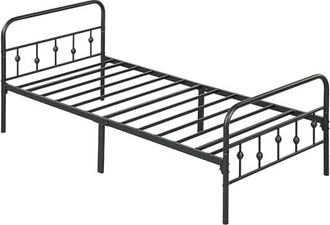 HOMCOM Bettrahmen 206,9x91,8 cm Bettgestell Klappbar Metallbett G&auml;stebett mit Lattenrost f&uuml;r Schlafzimmer G&auml;stezimmer Schwarz