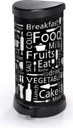 Curver Treteimer mit 40 l, dekorierter Küchenabfall, Deckel und Taschenring