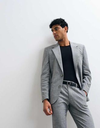 Asos Veste de costume ajust&eacute;e en tissu textur&eacute; - Sel et poivre-Gris
