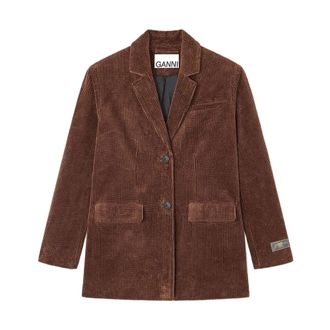 Ganni Femme, Vestes, Brun, Taille: 38 FR Blazer en velours c&ocirc;tel&eacute;