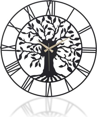 Wallity Horloge murale en m&eacute;tal, horloge d&eacute;corative, style industriel Clock Noir