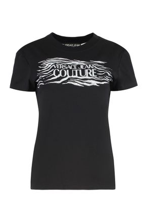 Versace Jeans Couture Logo-Print Cotton T-Shirt - Black