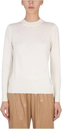 HUGO BOSS Femme, Pulls, Blanc, Taille: 44 FR Pull en maille fine &agrave; col montant