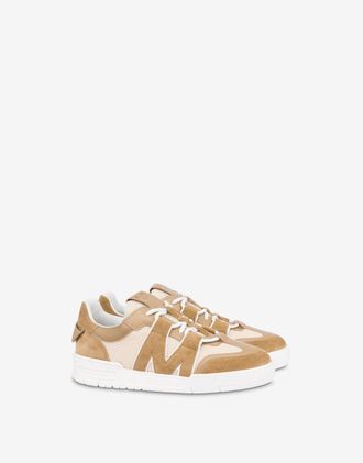 Moschino Baskets en cuir de veau et daim - Beige
