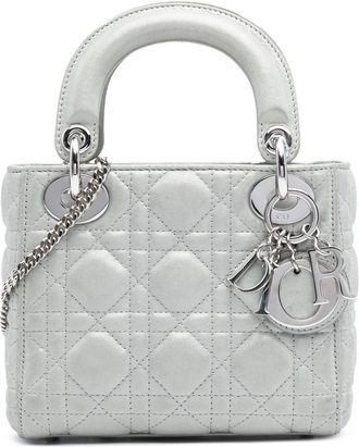 Dior Hobo Bags - Mini Iridescent Lambskin Cannage Lady Dior - Gr. unisize - in Silber - für Damen