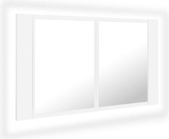 vidaXL LED-Bad-Spiegelschrank Wei&szlig; 80x12x45 cm Acryl Vidaxl