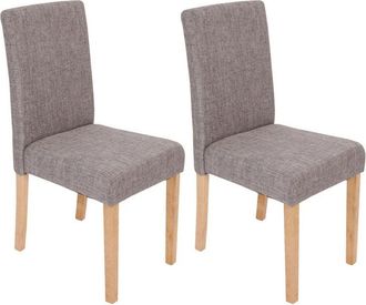 Mendler Mendler - Lot de 2 chaises de séjour Littau, tissu gris, pieds clairs