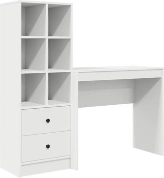 vidaXL Bureau avec rangement avec tiroir 2 pcs Blanc Bois dingénierie vidaXL