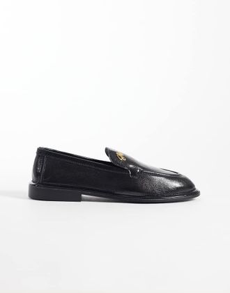 Steve Madden Chapters - Mocassins en cuir effet froiss&eacute; - Noir