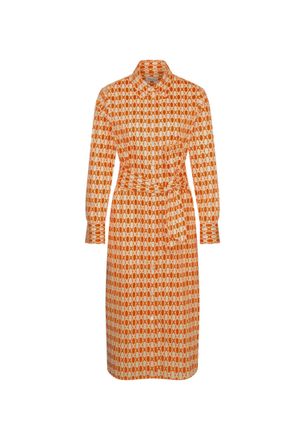 Seidensticker Damen Blusenkleid mit Bindegürtel Kleid, Orange, 40