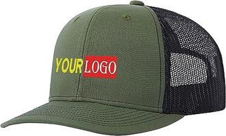 Generic Casquette de Camionneur Brodée Personnalisée 112 Pour Hommes et Femmes - Baseball en Maille Avec Texte et Logo Personnalisables - Vert Armée, Noir