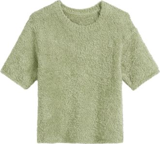Marc O'Polo Fuzzy-Knit Kurzarm-Pullover Loose - - Knitwear - Damen - Gr&uuml;n - L