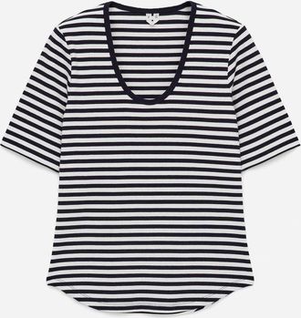 Arket Geripptes T-Shirt -Blau