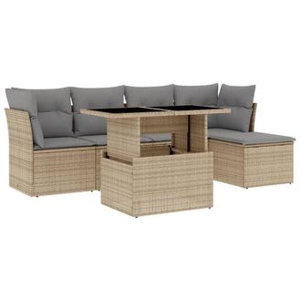 vidaXL Vidaxl - Set Divano Da Giardino 6 Pz Con Cuscini Beige In Polyrattan