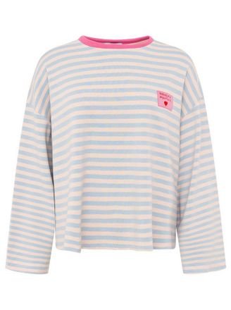 Zwillingsherz Sweatshirt Perfectly Imperfect oversize, Streifenmuster, Patch, weite &Auml;rmel, Rundhals