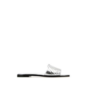 Alexander McQueen Silberne Leder-Slipper zum Hineinschl&uuml;pfen - - Shoes - Damen - Grau - 36 EU
